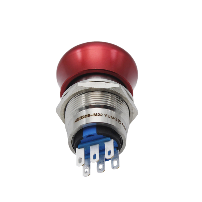 YUMO ABS22S-M22 22mm Mushroom Metal Push Button Switch, China mushroom metal push button ...