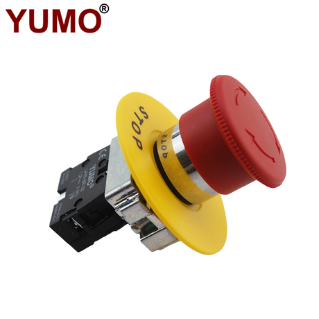 Red Mushroom Head Push Button Switch With Scram Plate LAY5-BS542 ...