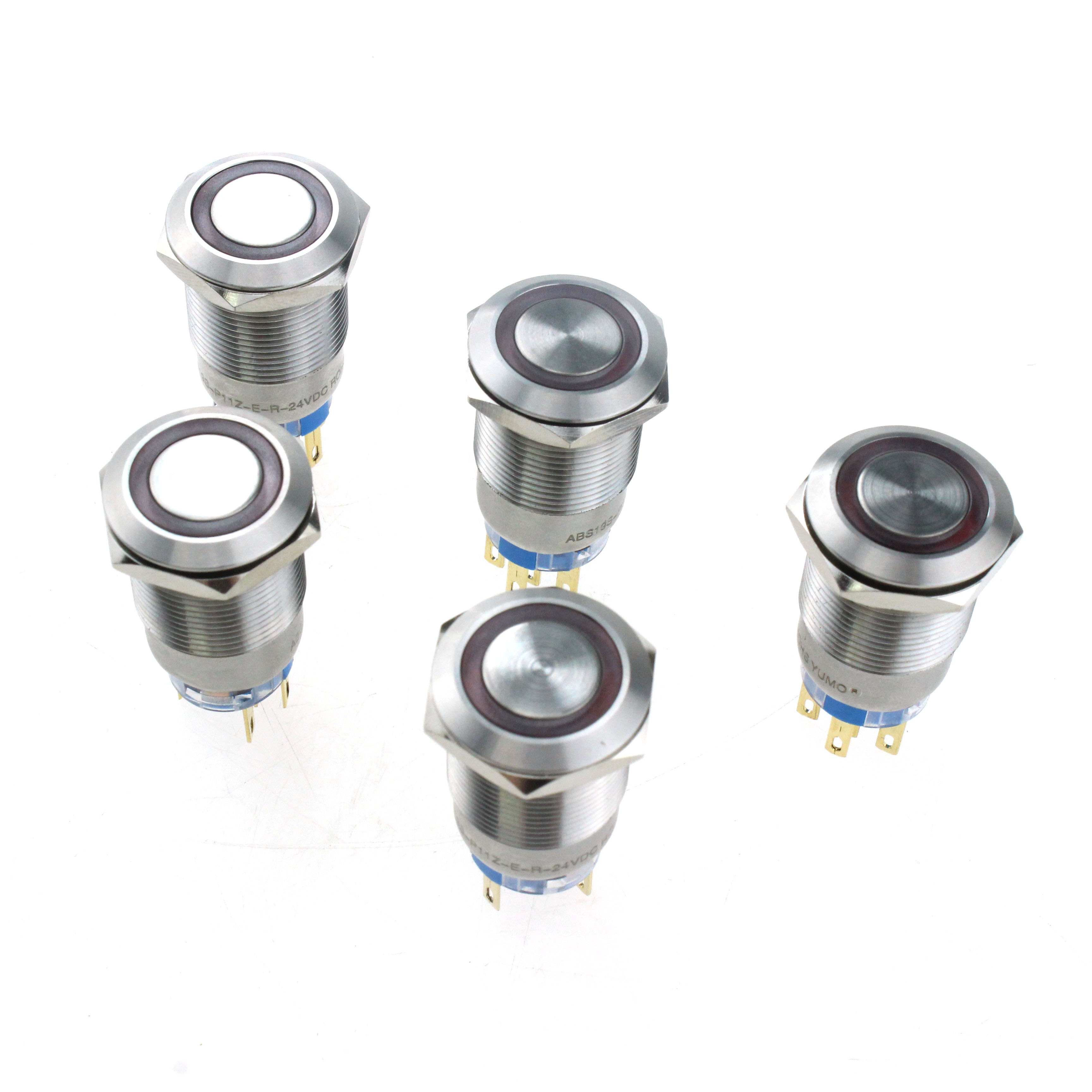 hot sale momentary copper panel 19mm LED metal push button switch ...