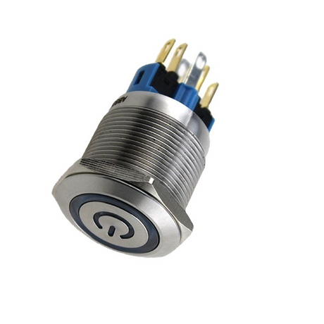 YUMO ABS22S-C11Z-E 22mm Flat type Metal Push Button Switch with LED ...