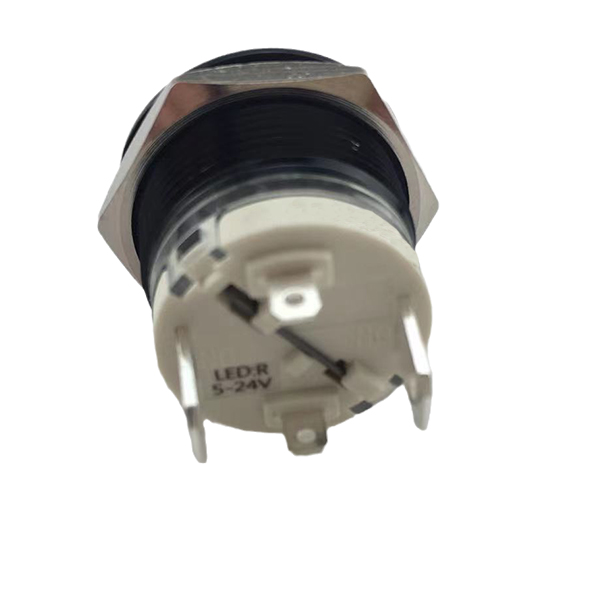 19mm MAX 16A 1NO IP65 Red Ring Light Black Self-locking Metal Push ...